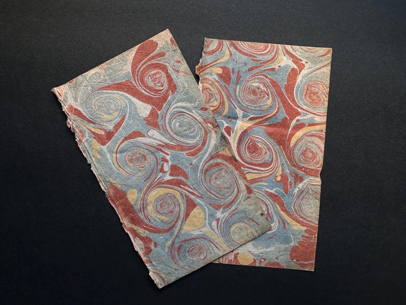 ANTIQUE MARBLED PAPER C. 18C • Hand Made Marbled End Papers - Original ...