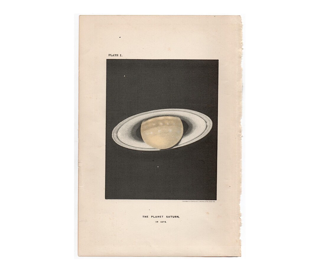 PLANET SATURN Print C. 1905 • Original Antique Print • Astronomy Print ...