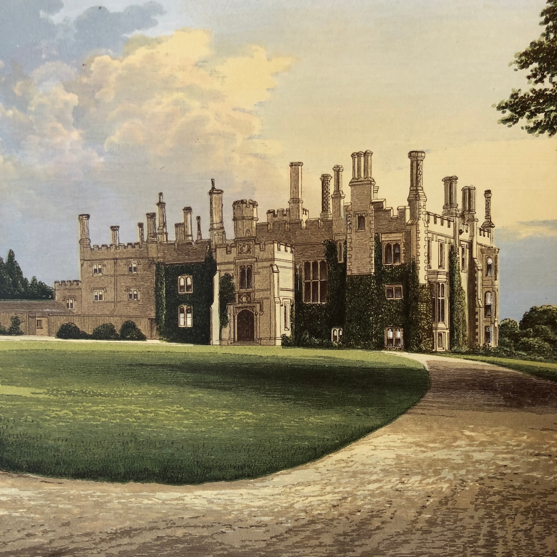 C. 1880 ENGLISH MANOR print original antique print | Etsy