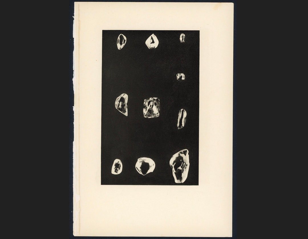 C. 1934 UNCUT DIAMONDS Lithograph - Original Vintage Print - Gem Stones ...