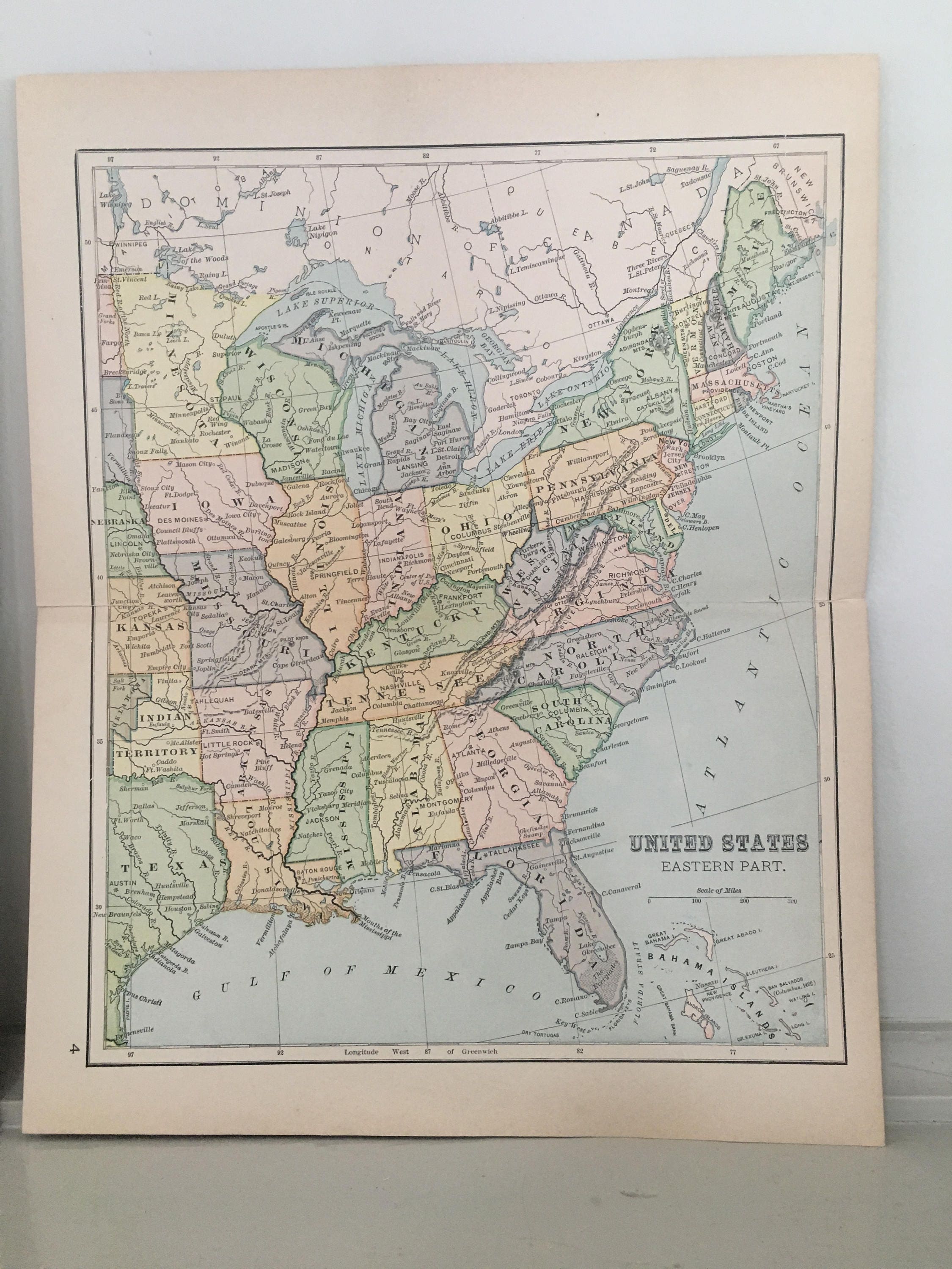 C. 1893 UNITED STATES Map - Antique Lithograph - Map Of The United ...