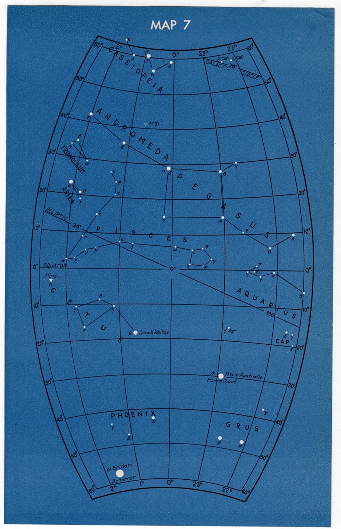 NORTH POLE Star Map C. 1946 • Original Vintage Print • Astronomy Print ...