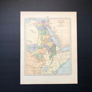 C. 1887 EGYPT or AFRICA Map Original Antique Map Two Sided Map Antique ...