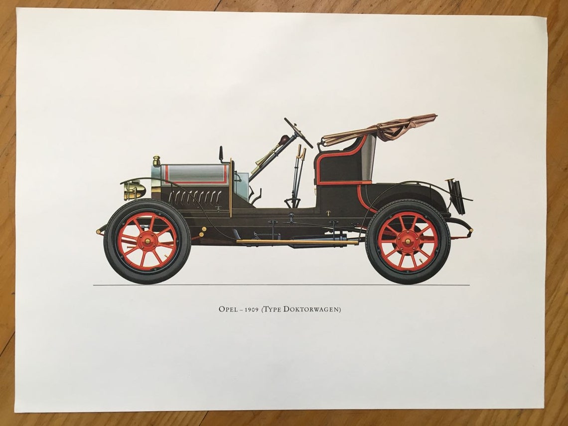 OPEL 1909 - Classic Car Print - Original Vintage Lithograph Printed in ...