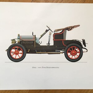 OPEL 1909 - Classic Car Print - Original Vintage Lithograph Printed in ...