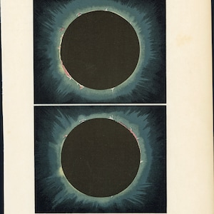 C. 1877 SOLAR ECLIPSE Print • Original Antique Print • Hand Colored ...