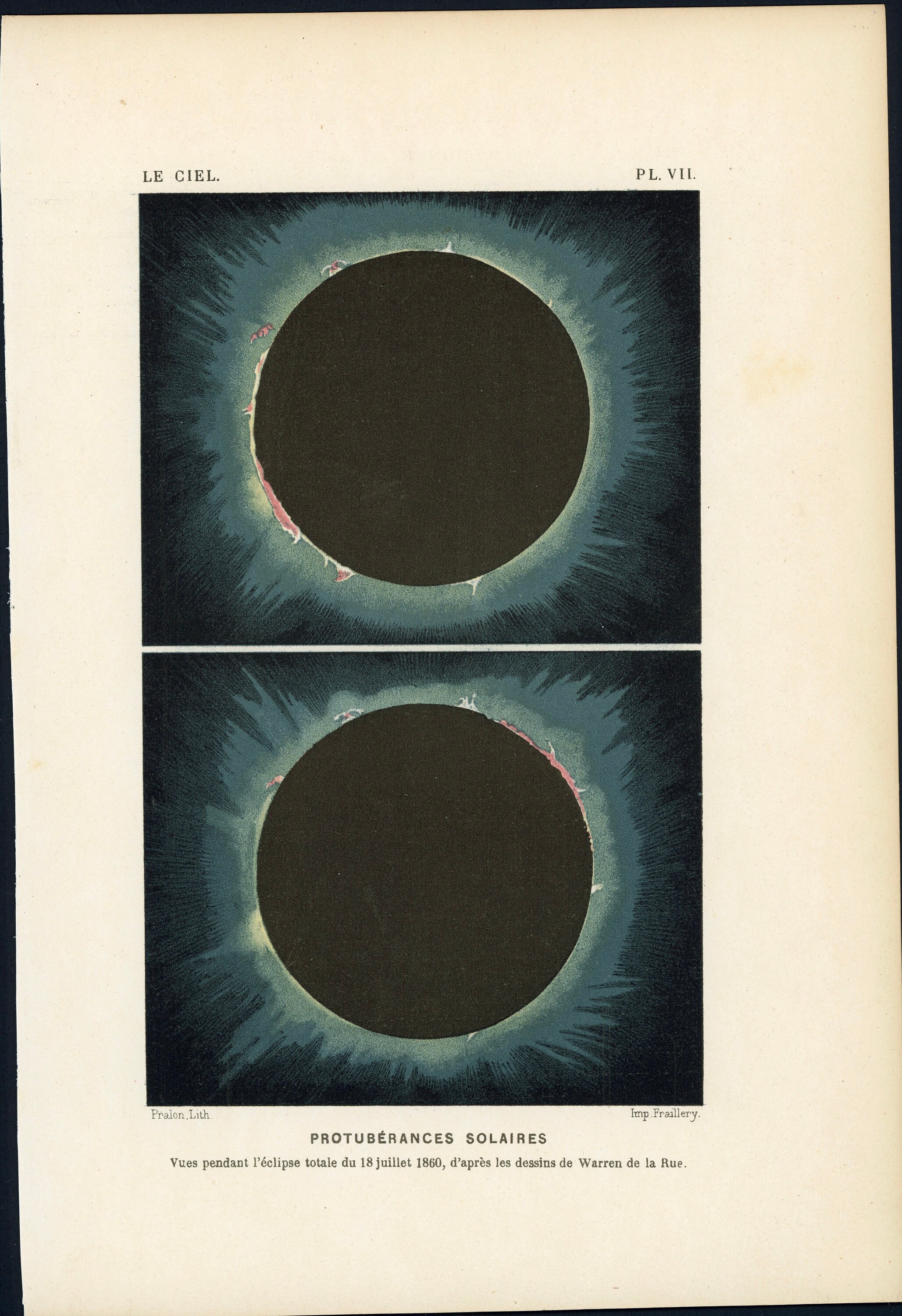 C. 1877 SOLAR ECLIPSE Print • Original Antique Print • Hand Colored ...