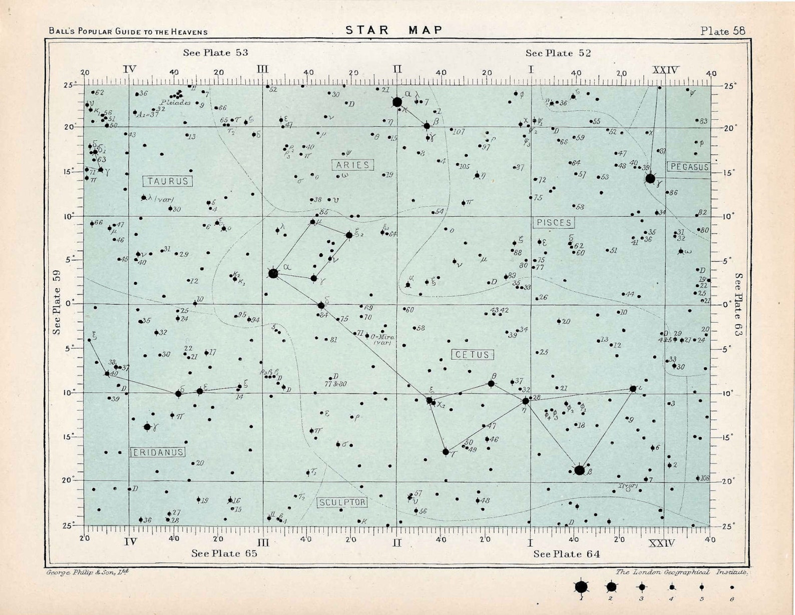 C. 1910 STAR MAP • Original Antique Print • Celestial Print • Astronomy ...
