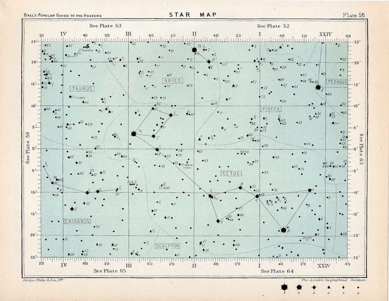 C. 1910 STAR MAP Original Antique Print Celestial Print - Etsy