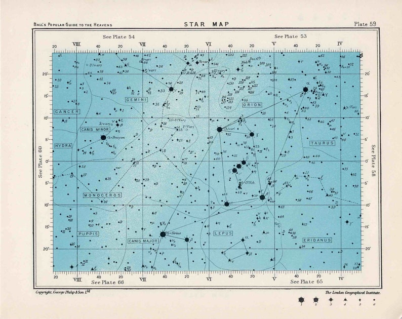 1955 STAR MAP LITHOGRAPHS Maps 58 & 59 Original Vintage - Etsy