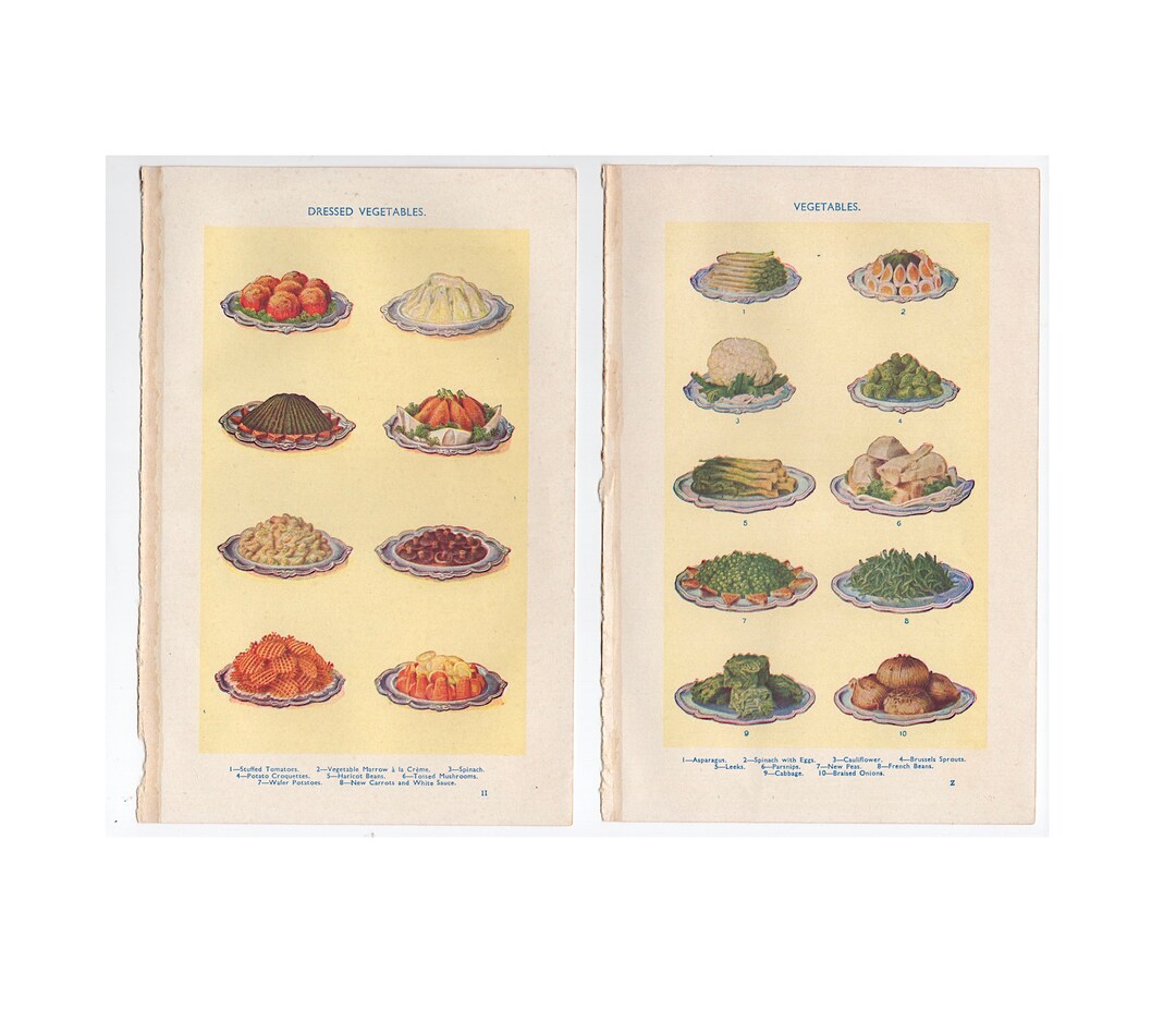 C. 1912 VEGETABLES Lithographs • Set of 2 Original Antique Prints ...