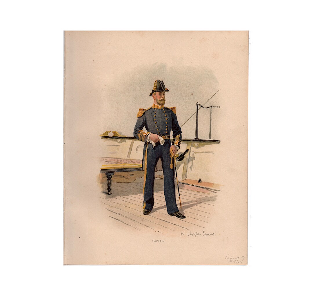 C. 1889 SAILOR MARITIME Lithograph • Original Antique Print • Her ...