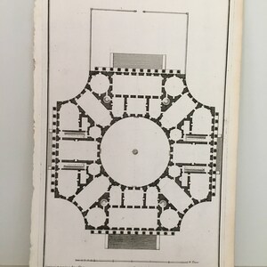 C. 1757 PLAN VIEW Engraving - Court Building - Original Antique French ...