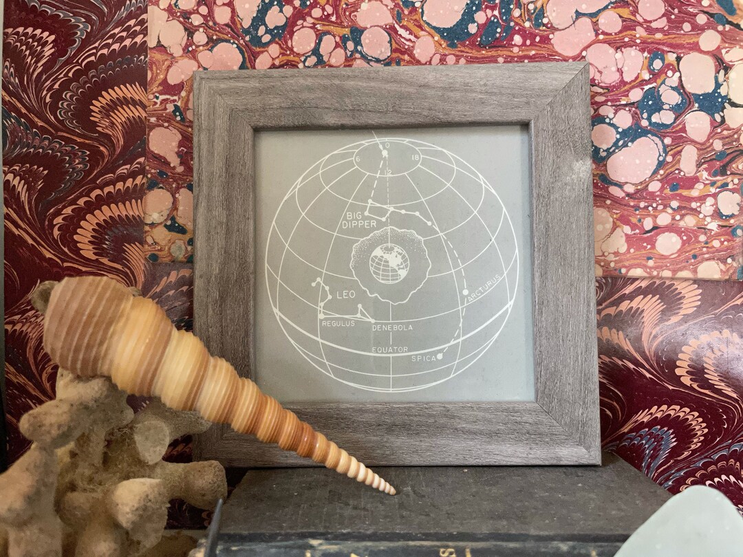 C. 1977 FRAMED CELESTIAL Lithograph • Original Vintage Print ...