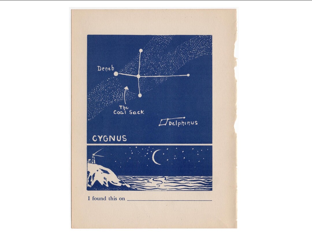C. 1947 CYGNUS CONSTELLATION Lithograph • Original Vintage Print ...