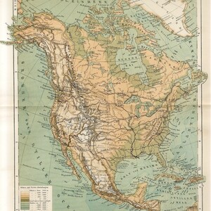 C. 1876 NORTH AMERICA Map Original Antique Print USA Map Mexico Map ...