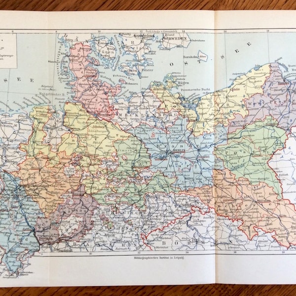 Vintage Germany Map - Etsy