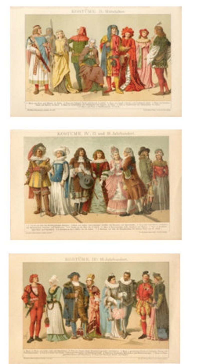 C. 1903 HISTORICAL COSTUME Prints • Original Antique Prints ...