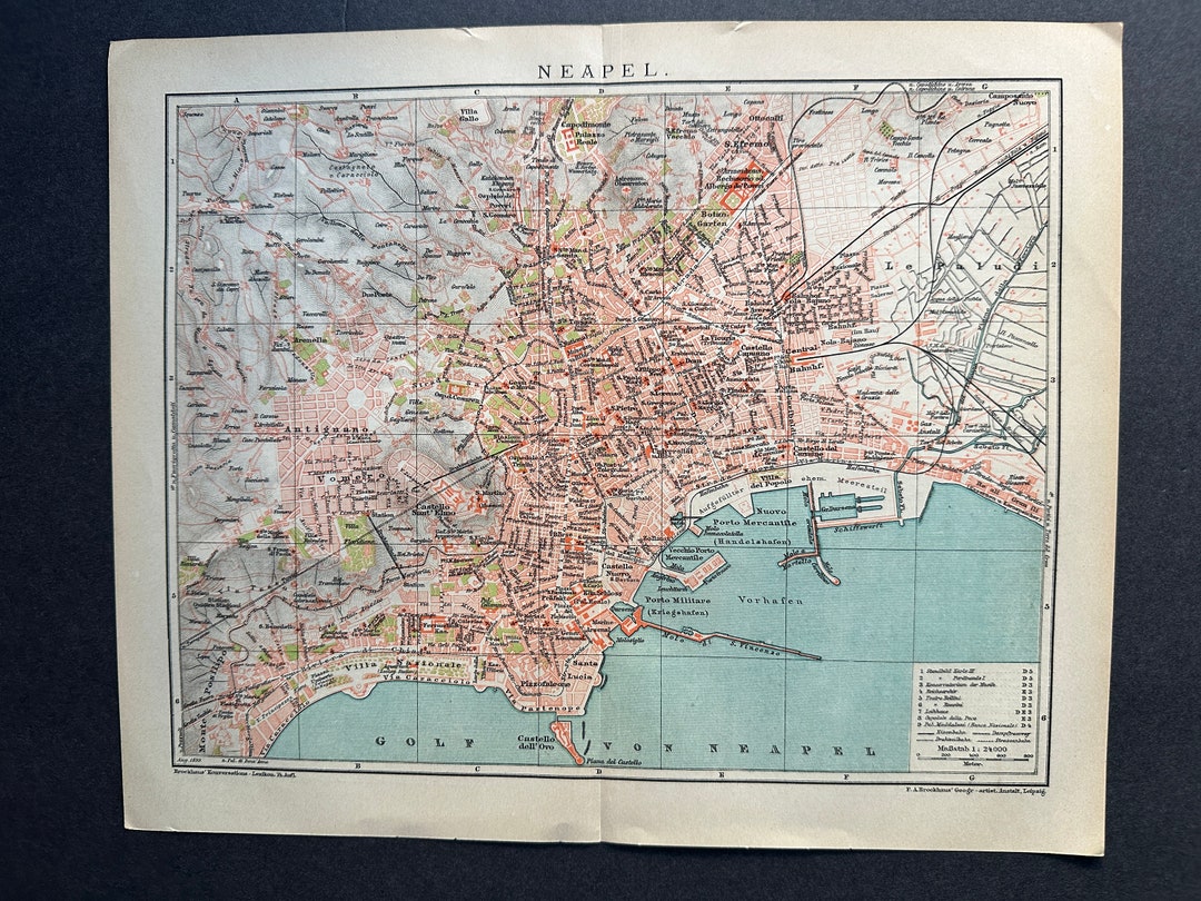 C. 1903 NAPLES ITALY MAP Original Antique Print Map of - Etsy