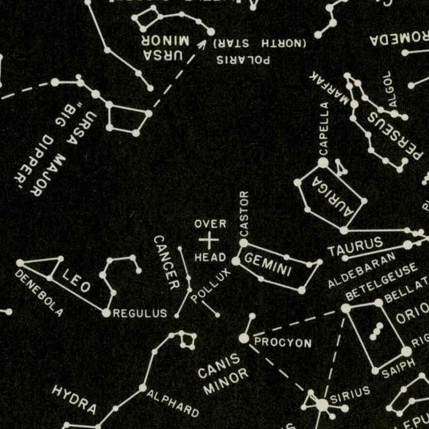 C.1977 MARCH STAR MAP - Celestial Zodiac Constellation Print - Vintage ...