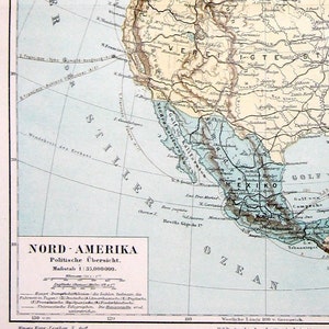 1889 ANTIQUE MAP USA of North America Original Antique Lithograph Print ...