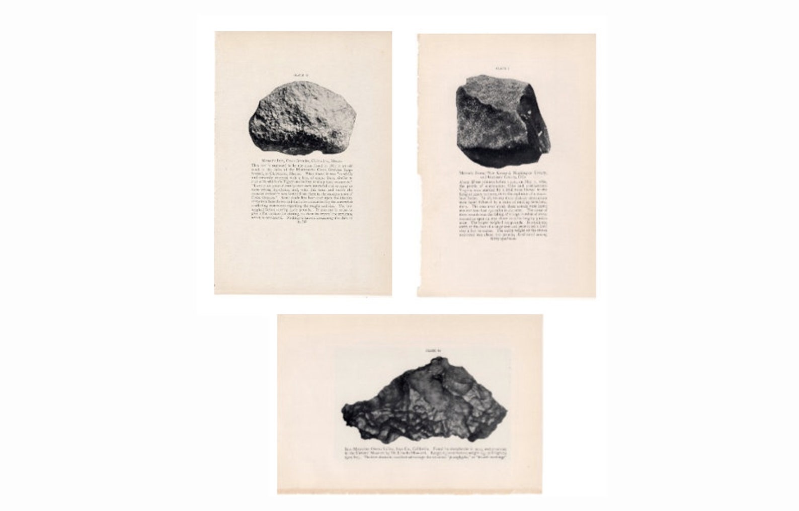 C. 1934 IRON METEORITE STONE Prints Vintage Lithographs | Etsy