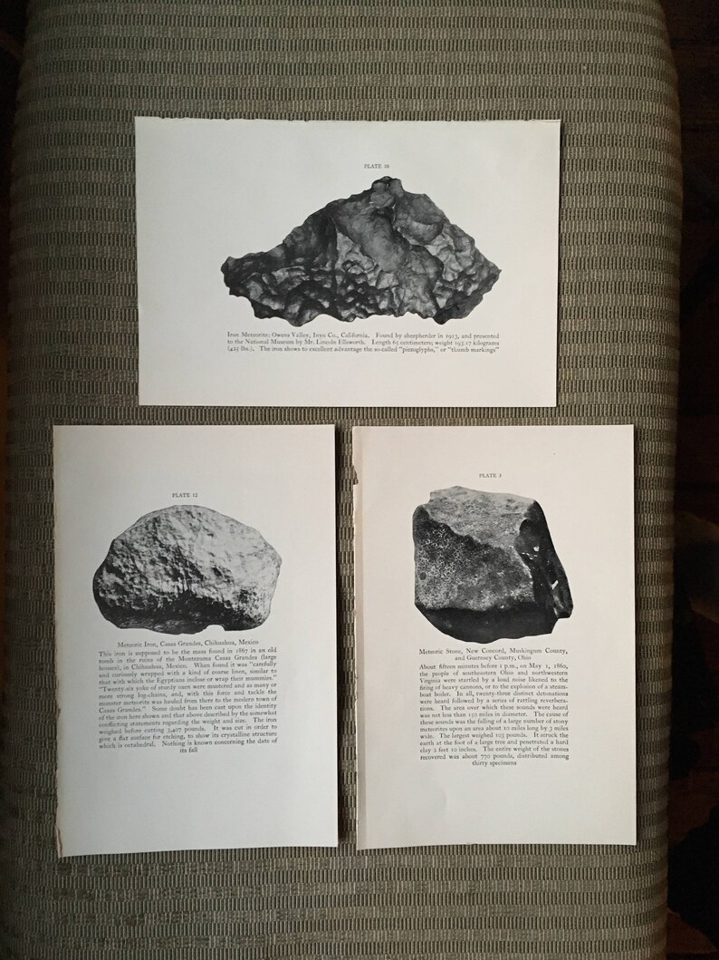 C. 1934 IRON METEORITE STONE Prints Vintage Lithographs | Etsy