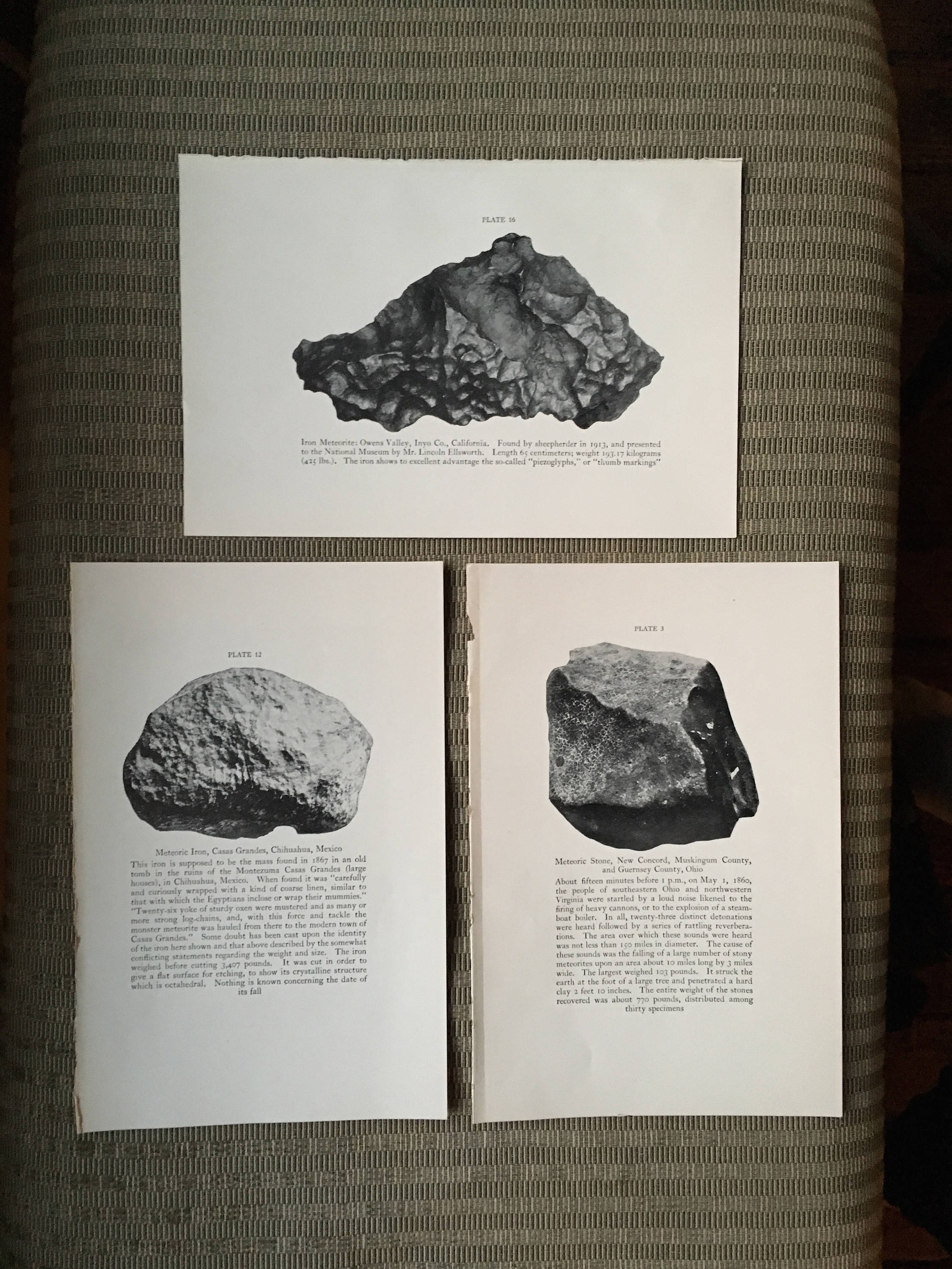 C. 1934 IRON METEORITE STONE Prints - Vintage Lithographs - Meteoric ...