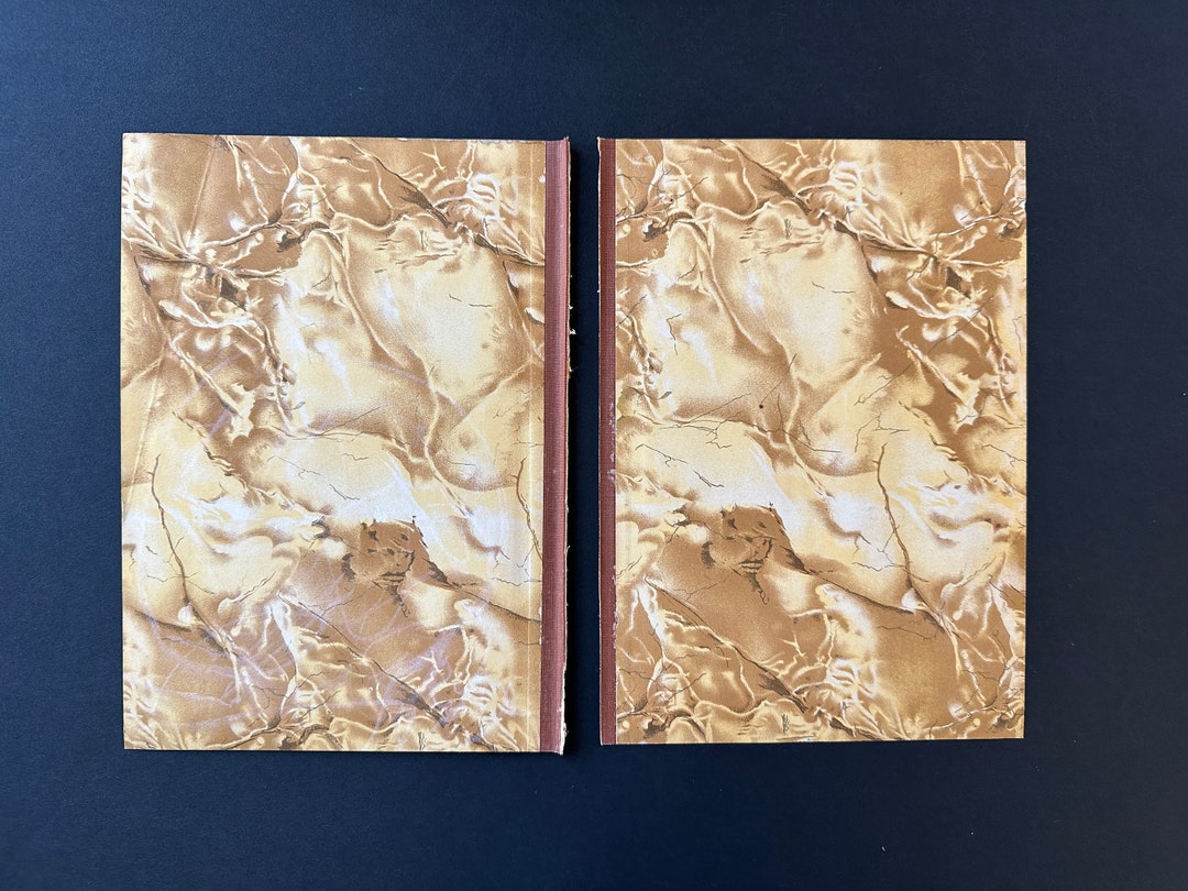 C. 1912 MARBLED PAPER • ANTIQUE • Set of 2 Brown & Beige Colored Hand ...