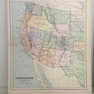 C. 1893 UNITED STATES Map - Antique Lithograph - Map of the United ...