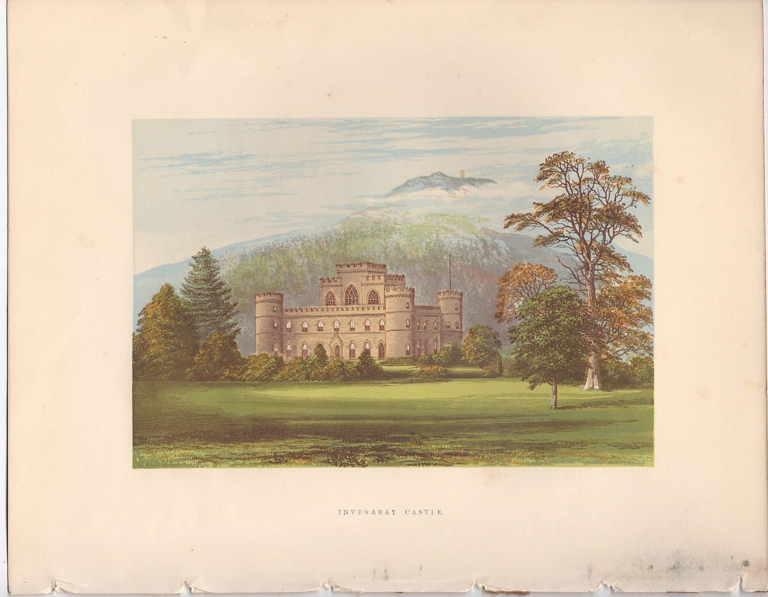 C. 1880 ENGLISH MANOR Print • Original Antique Print • Architecture ...