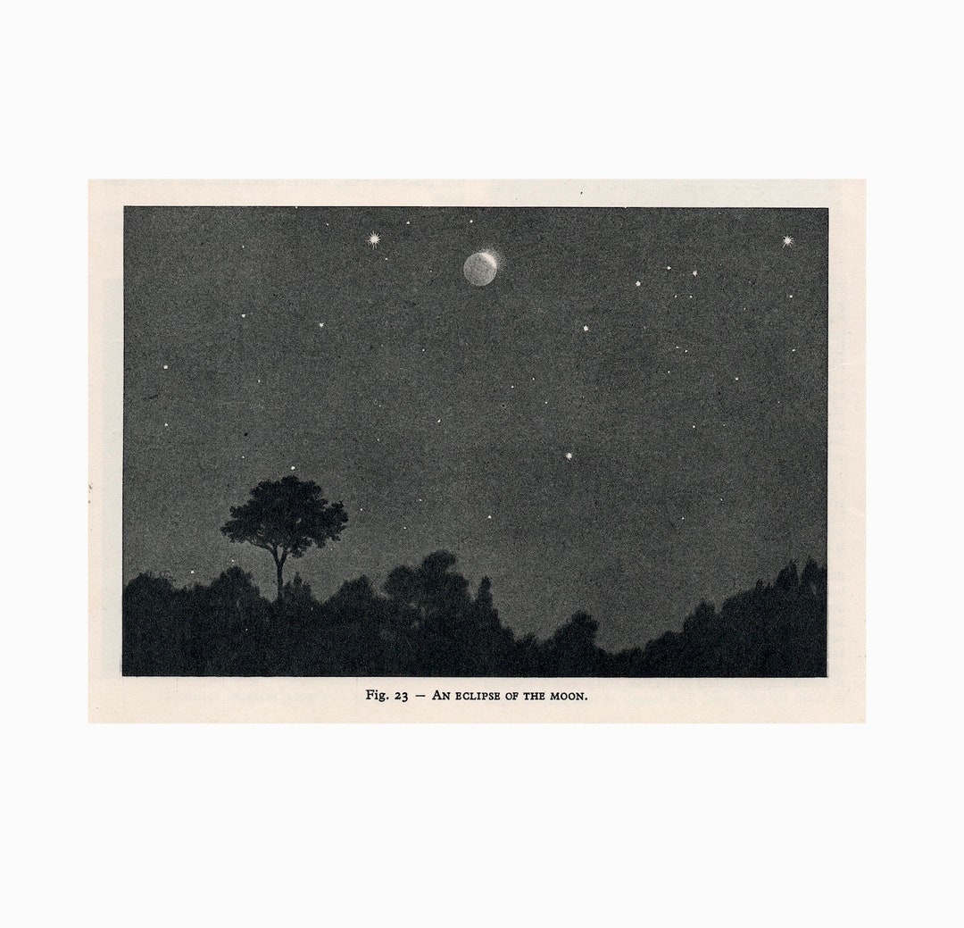 C. 1959 LUNAR ECLIPSE Lithograph Original Vintage Lithograph Astronomy ...