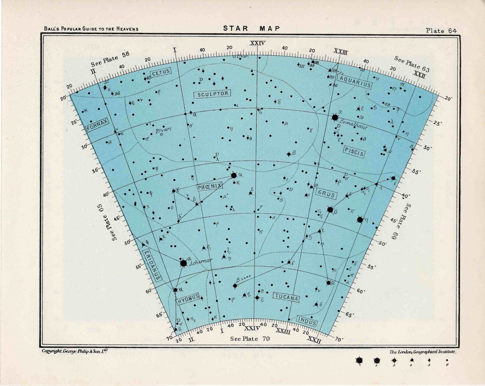 C. 1955 STAR MAP 63 Original Vintage Print Celestial Print | Etsy
