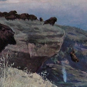 C. 1900 PALEOLITHIC BUFFALO Lithograph • Original Antiqueprint ...