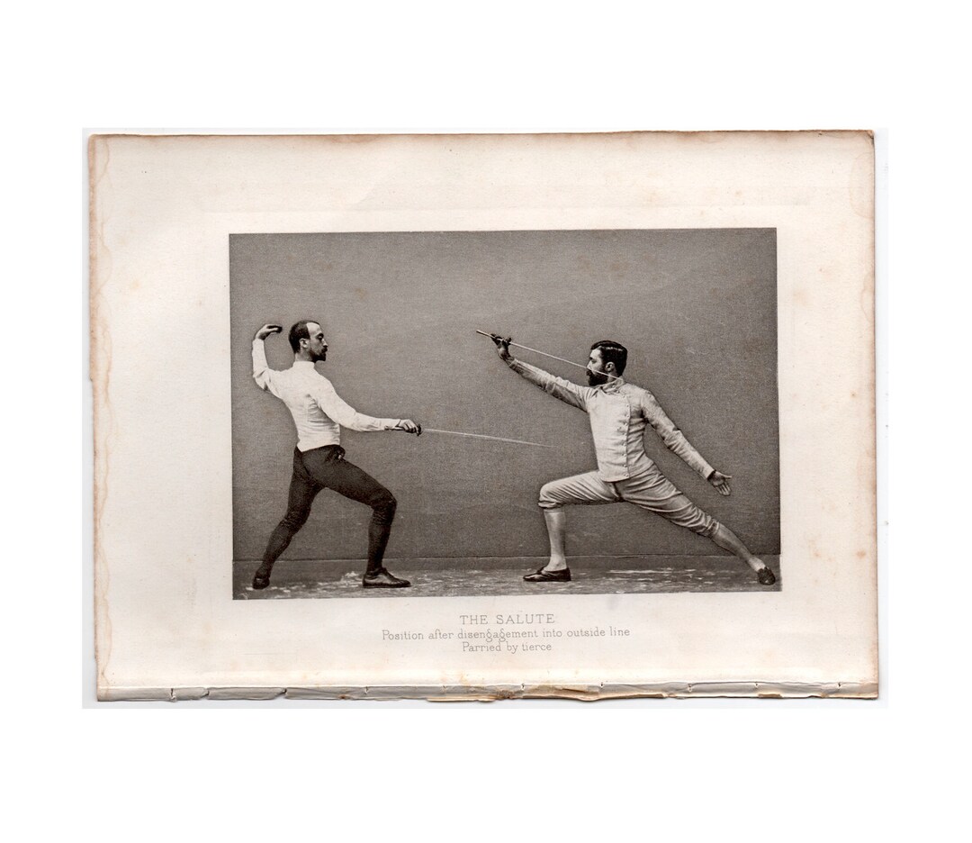 C. 1890 FENCING Lithograph • Original Antique Print • Combat Sport ...