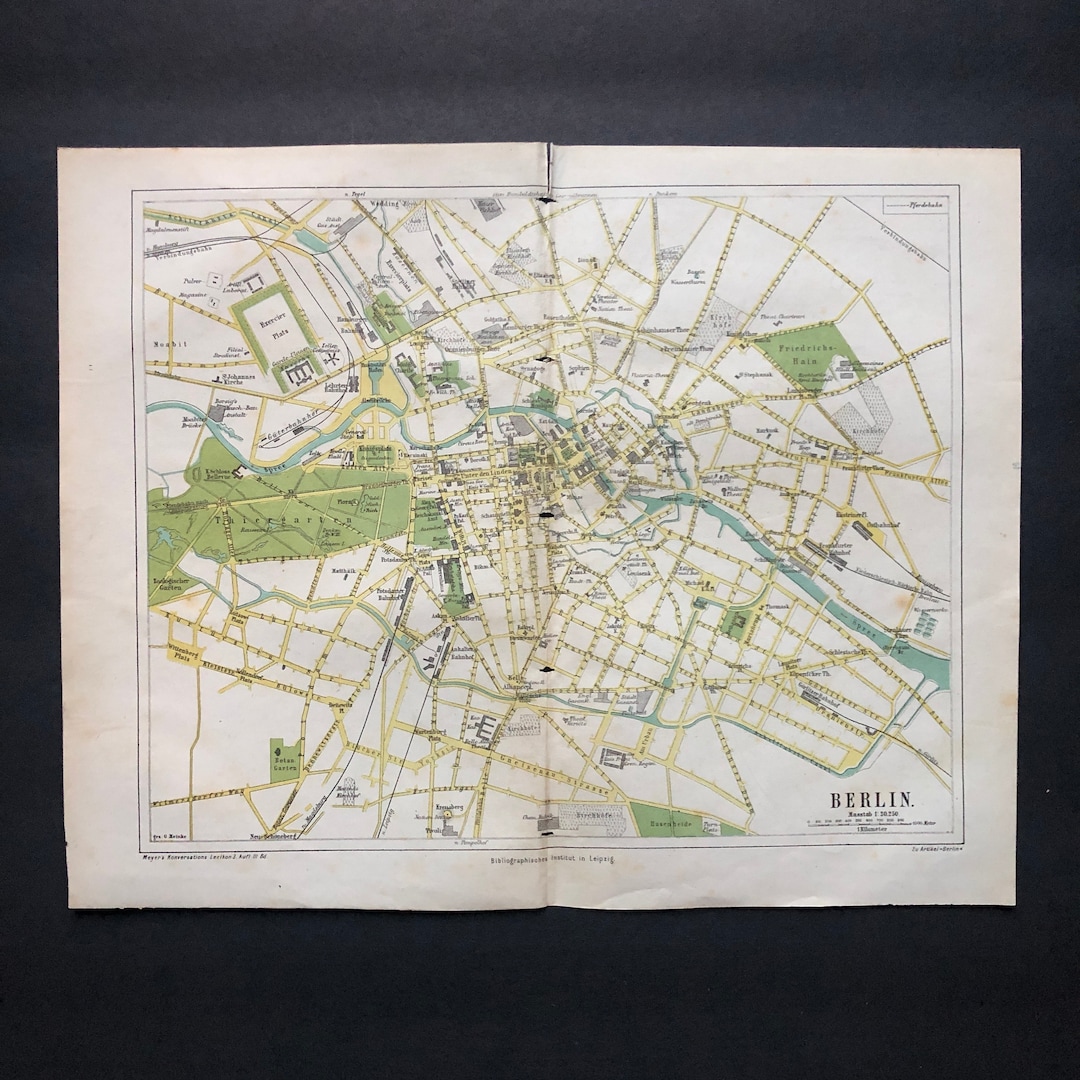 C. 1875 BERLIN GERMANY MAP • Original Antique Print • Map of Berlin ...