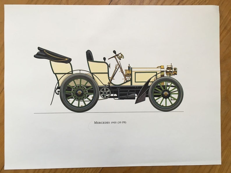 MERCEDES 1900 - Classic Car Print - Original Vintage Lithograph Printed ...
