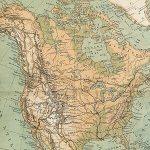 C. 1876 NORTH AMERICA Map Original Antique Print USA Map Mexico Map ...