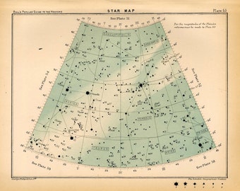C. 1910 STAR MAP Original Antique Print Celestial Print | Etsy