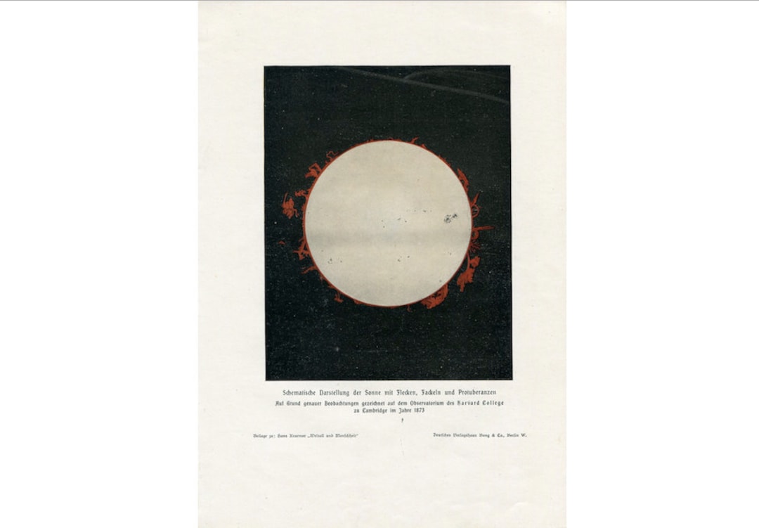 SUN PROTUBERANCE Antique Print C. 1900 • Original Antique Lithograph ...