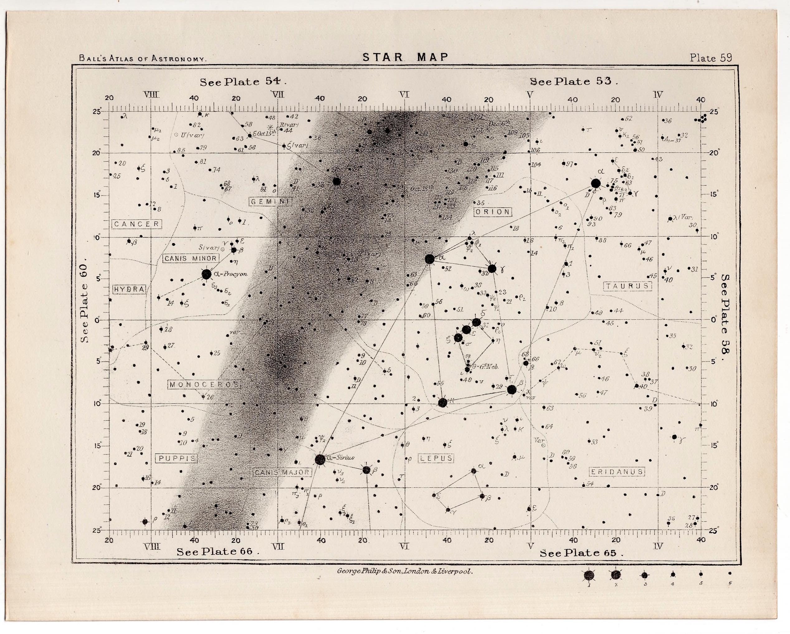 1892 Star Map Antique Astronomy Print Lithographs Prints Art ...