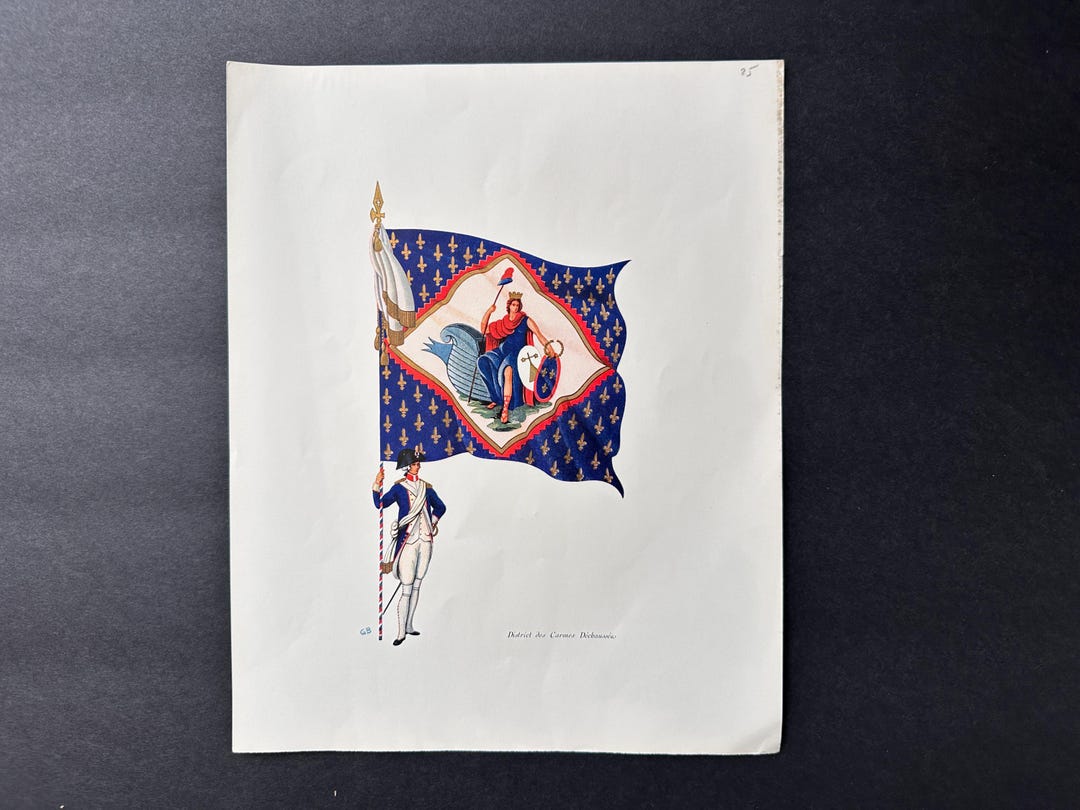 FRENCH FLAGS Lithograph C. 1947 • Original Vintage Print • National ...