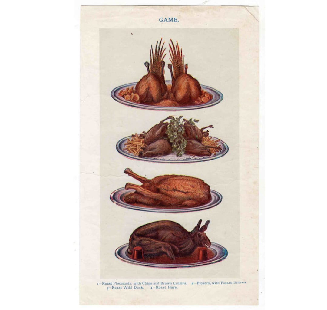 C. 1912 FOOD MEAT Lithograph Original Antique Print Game - Etsy
