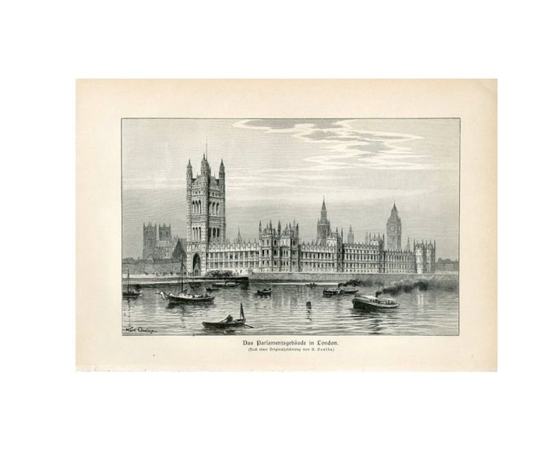 C. 1890 LONDON PARLIAMENT Building Original Antique Print - Etsy