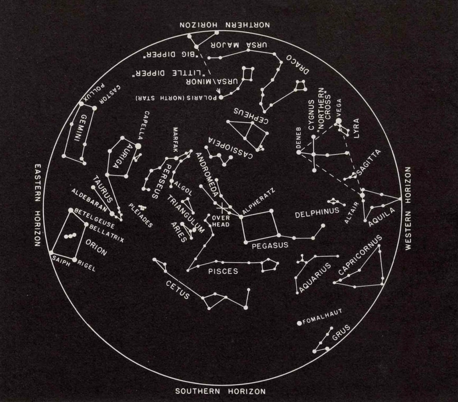 C.1977 NOVEMBER STAR MAP Celestial Zodiac Constellation - Etsy