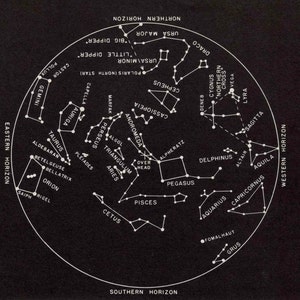 C.1977 NOVEMBER STAR MAP Celestial Zodiac Constellation Print Vintage ...