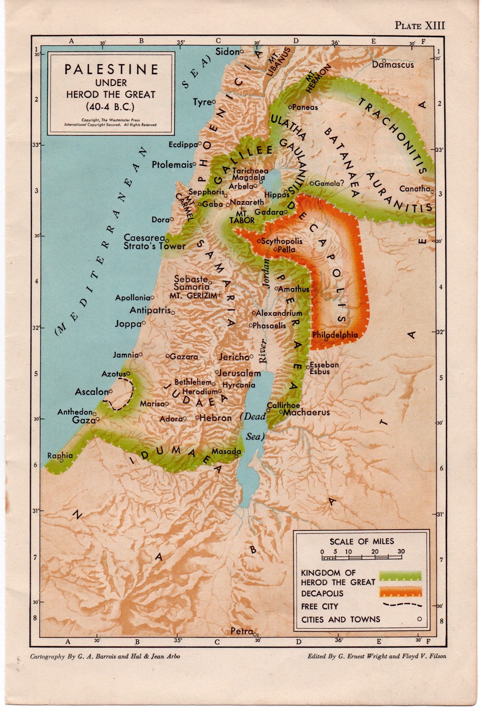 C. 1952 PALESTINE MAP • Original Vintage Map • Middle East Map • the ...