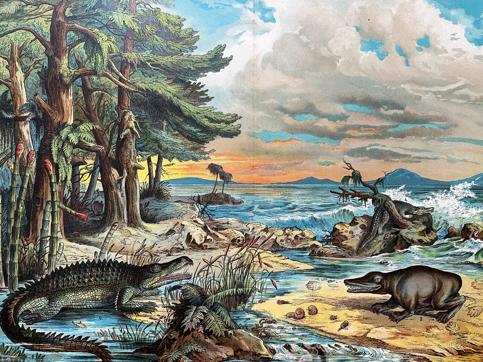 C. 1878 LARGE PREHISTORIC LANDSCAPE Original Antique Print - Etsy