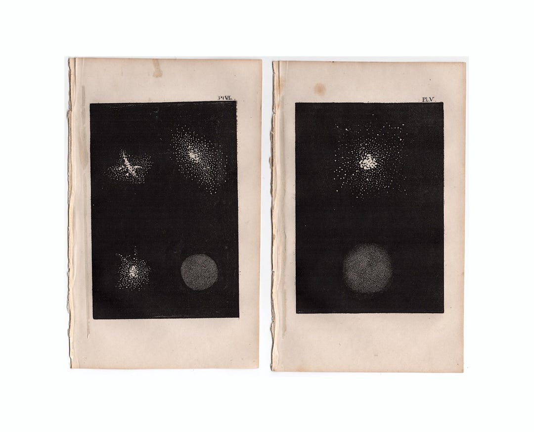 C. 1842 STAR CLUSTER Engravings • Original Antique Print • Astronomy ...