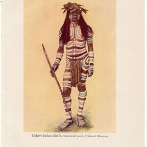 C. 1934 MOHAVE INDIAN CHIEF Lithograph Original Vintage Print Native ...